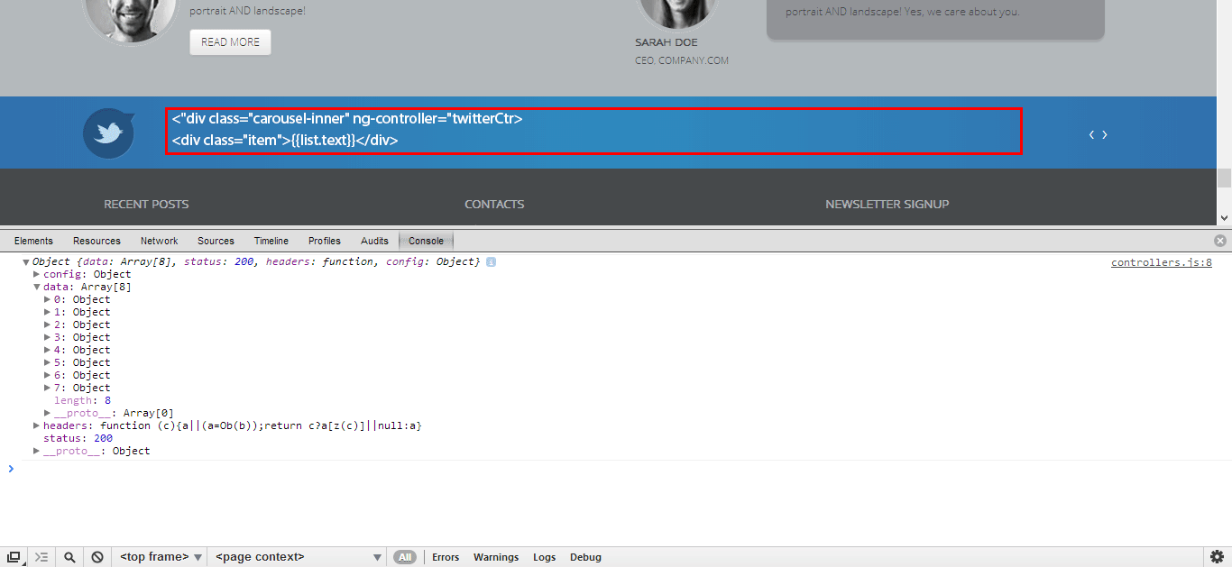 Using AngularJS to get twitter JSON data into view (Example ...